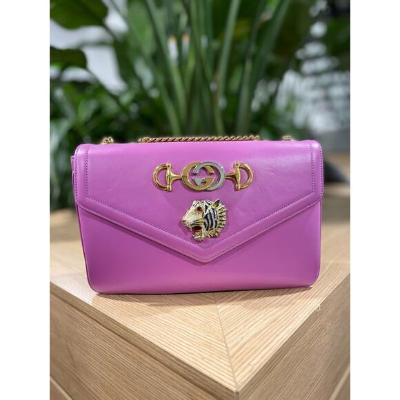 Gucci | Bags | Gucci Rajah Medium Leather Shoulder Bag In Lilac | Poshmark